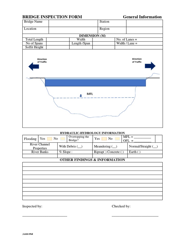 Bridge Inspection Form General Information: Dimension (M) | PDF