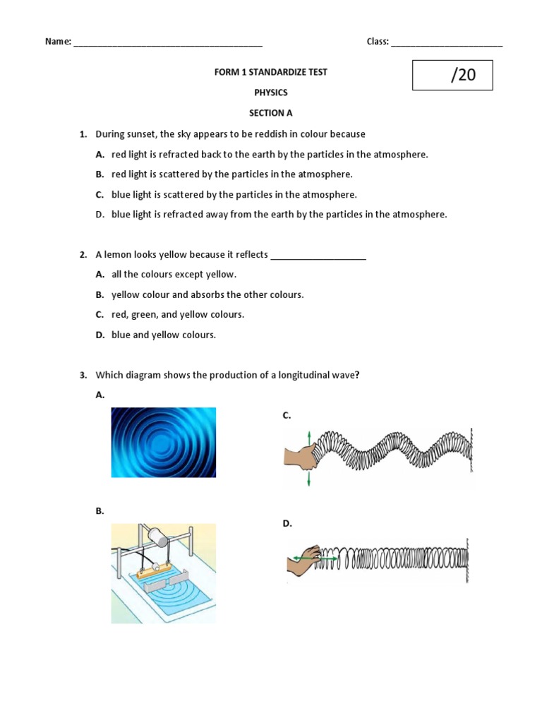 Sumnative Test Sound Waves, Light, Energy | PDF | Light | Waves