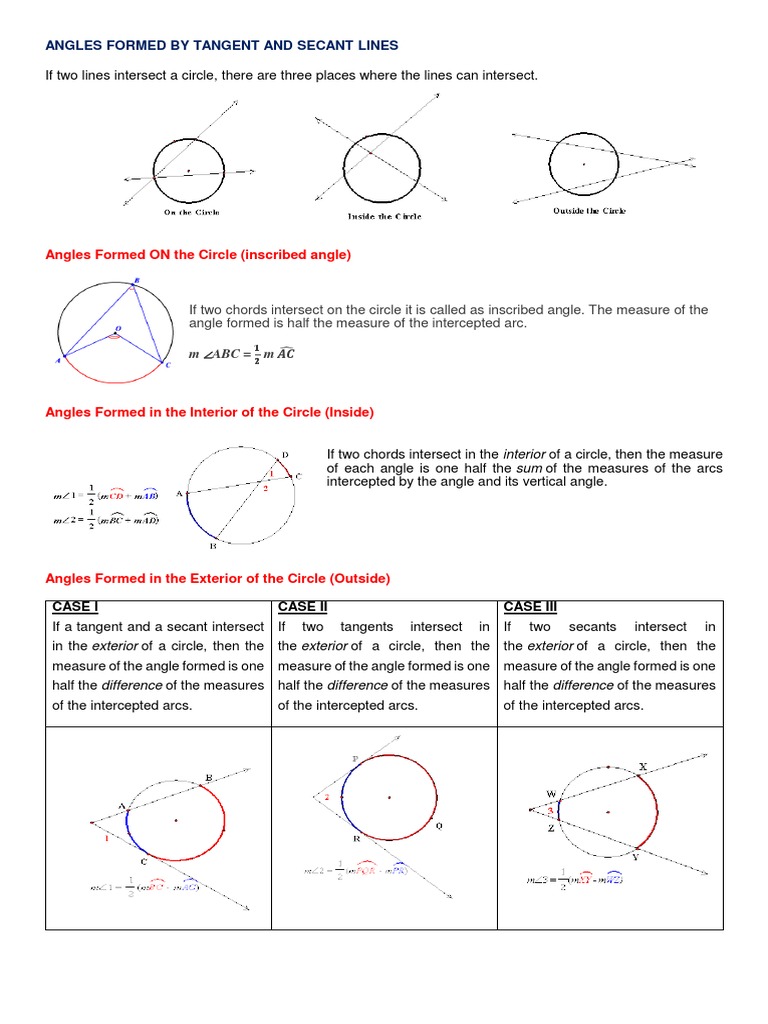 Angles on Circles: Tangents and Secants | PDF