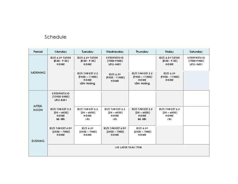 Schedule: Period Monday Tuesday Wednesday Thursday Friday Saturday | PDF