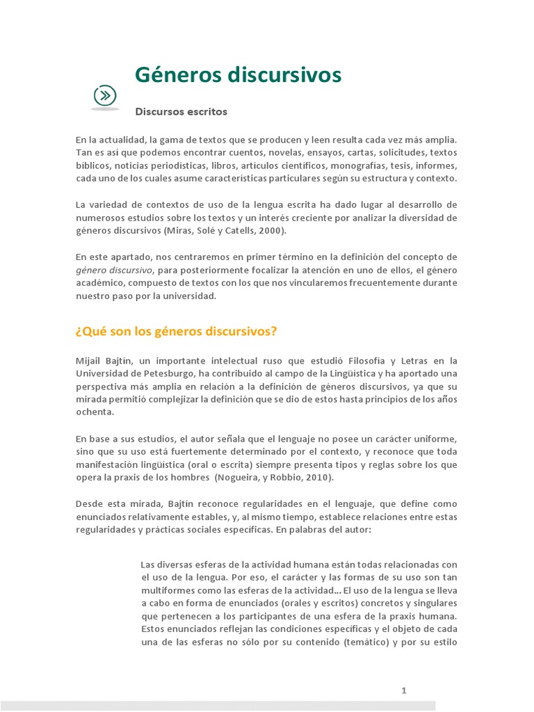 Géneros Discursivos | PDF | Autor | Lingüística