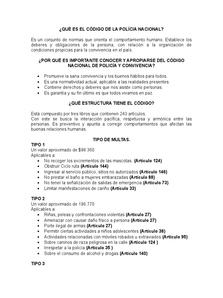 Código De La Polícia Nacional Pdf Policía Instituciones Sociales