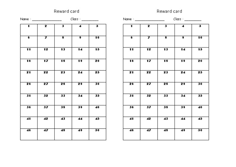 Student Reward Card Template | PDF