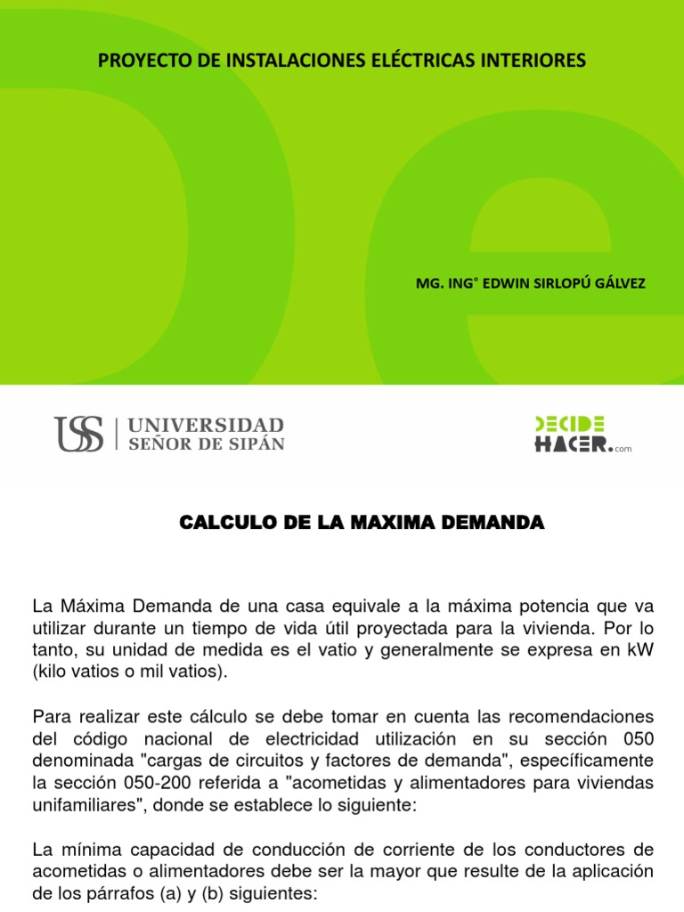 Calculo de La Maxima Demanda | PDF | Energia electrica | Corriente eléctrica