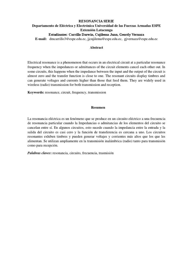 Resonancia Serie | Descargar gratis PDF | Impedancia eléctrica ... Resonancia Serie | Descargar gratis PDF | Impedancia eléctrica ...