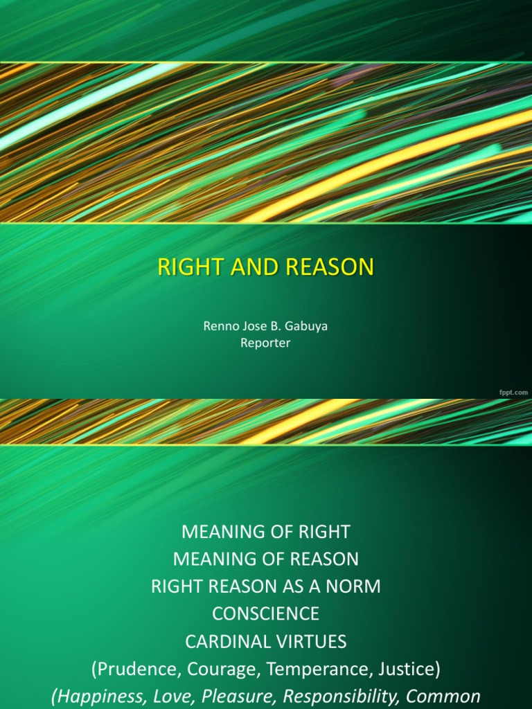 Right and Reason: Renno Jose B. Gabuya Reporter | PDF | Courage | Reason