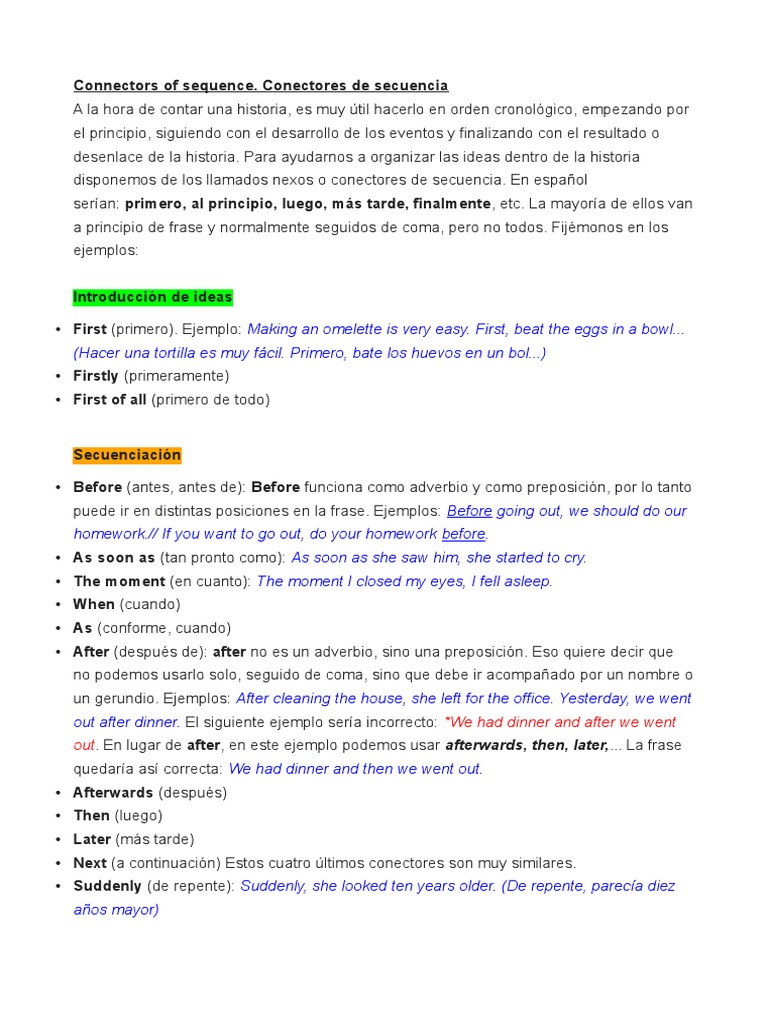 Connectors Of Sequence Pdf