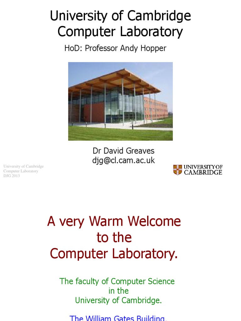 University of Cambridge Computer Lab: A Brief History and Introduction ...