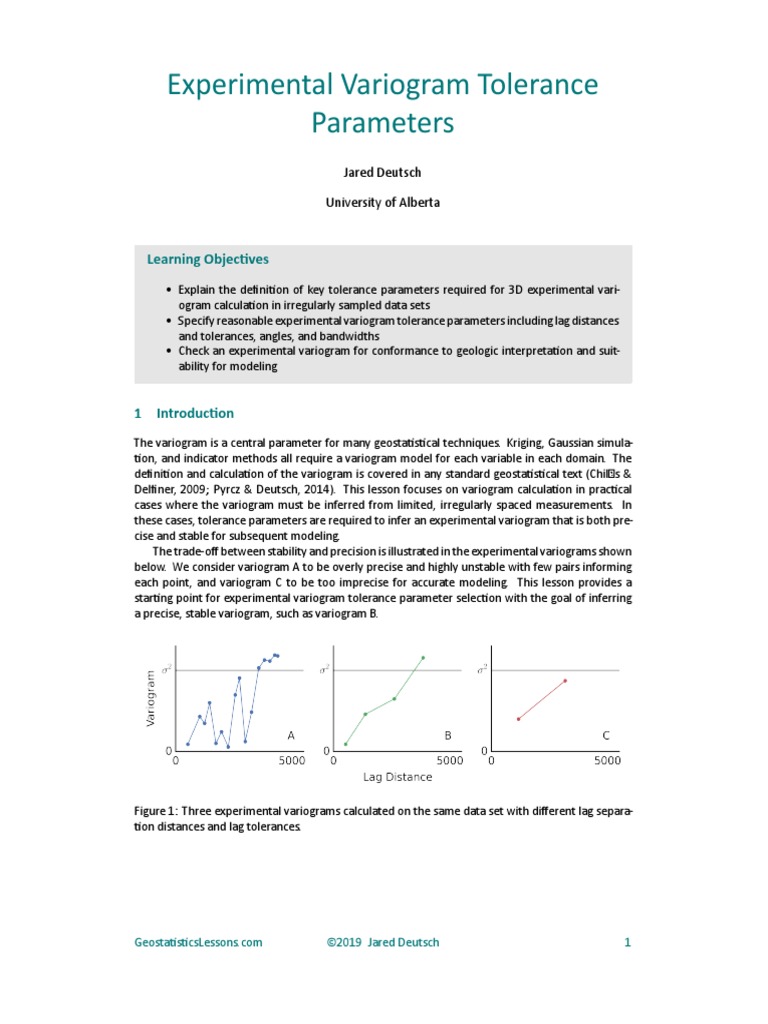 Experimental Variogram Tolerance Parameters: Learning Objec Ves | PDF | Engineering Tolerance ...