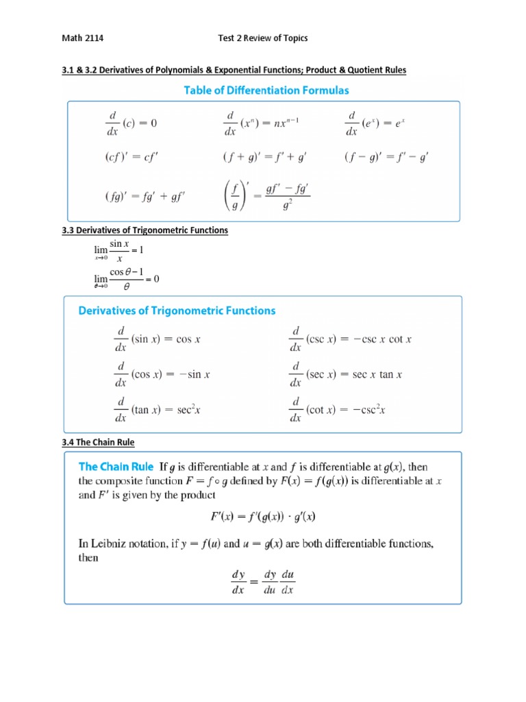 3.1 & 3.2 Derivatives of Polynomials & Exponential Functions Product ...