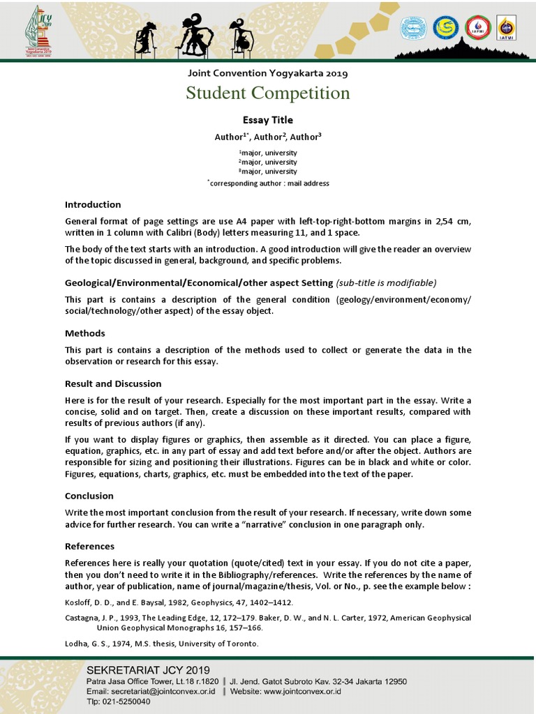 Essay Template of JCY Student Competition | PDF | Essays | Graphics