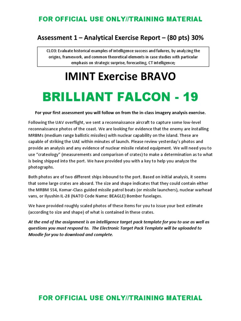 Assessment 1 IMINT Exercise BRAVO | PDF | Intelligence Analysis | Warfare