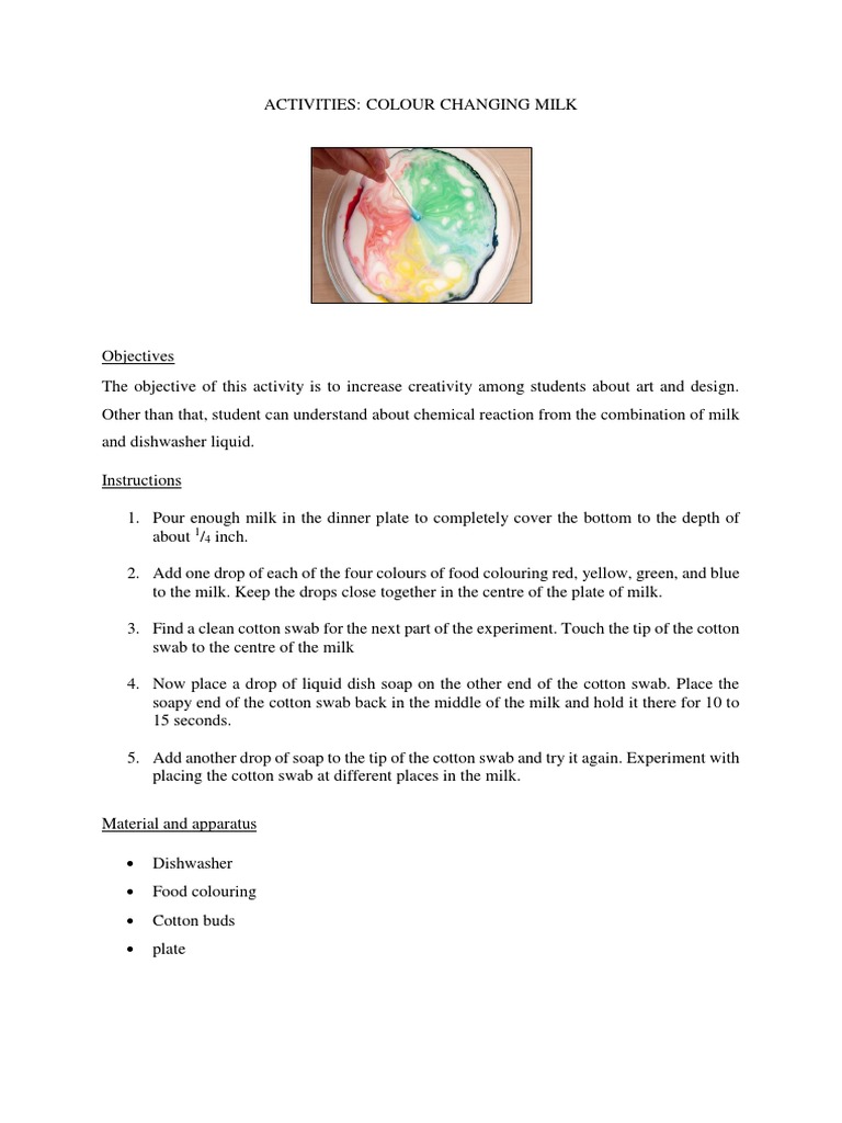 Colour Changing Milk | PDF