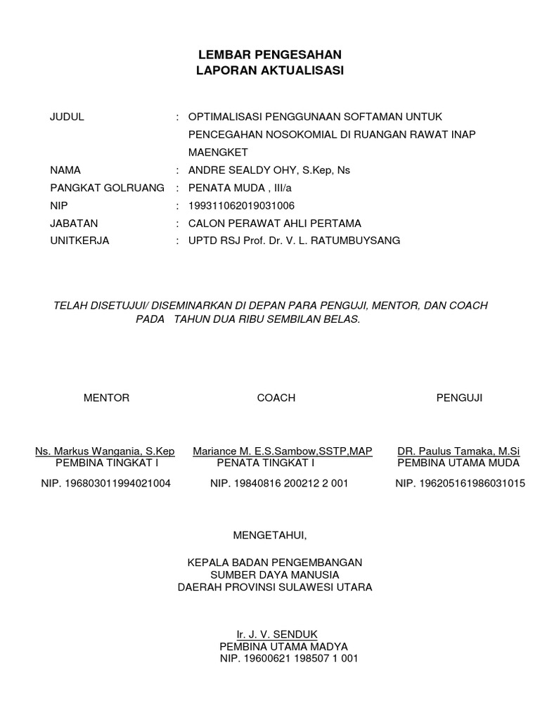 Lembar Pengesahan Laporan Aktualisasi | PDF