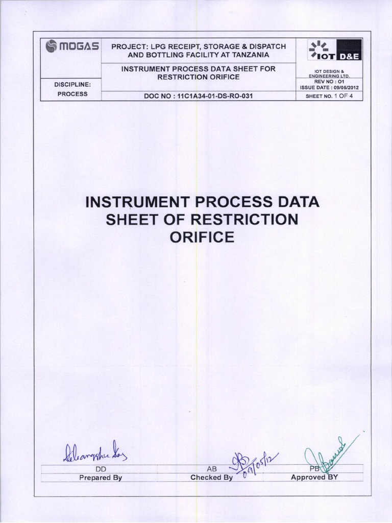 Restriction Orifice Ds | PDF | Flow Measurement | Gases