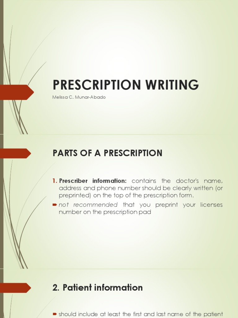 Essential Parts of a Prescription | PDF | Medical Prescription ...
