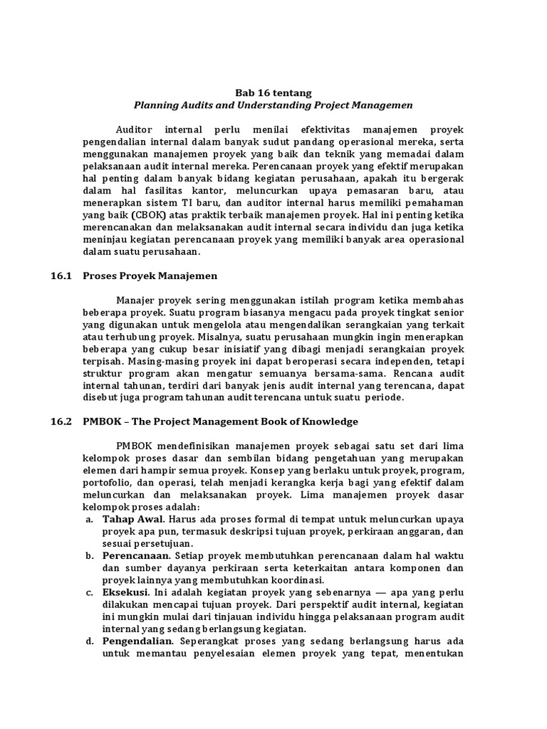 Auditing Internal - CBOK Bab 16 | PDF