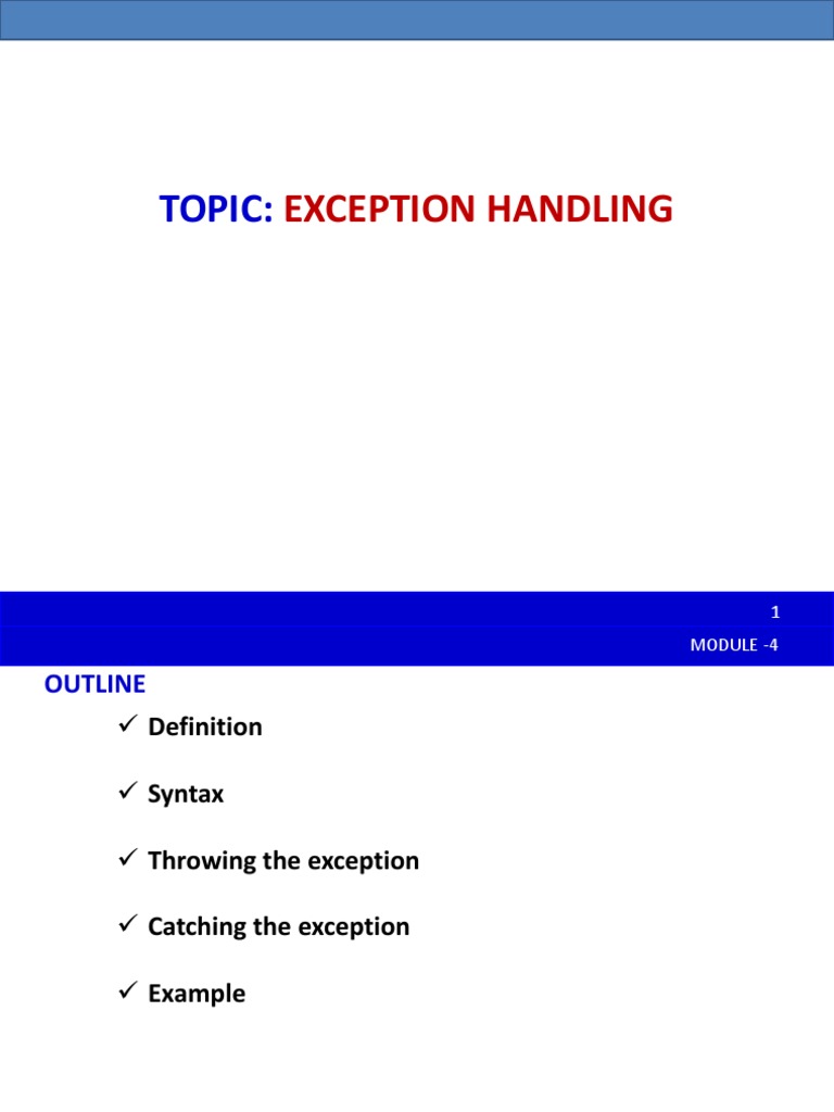 Topic:: Exception Handling | PDF | Systems Engineering | Programming ...