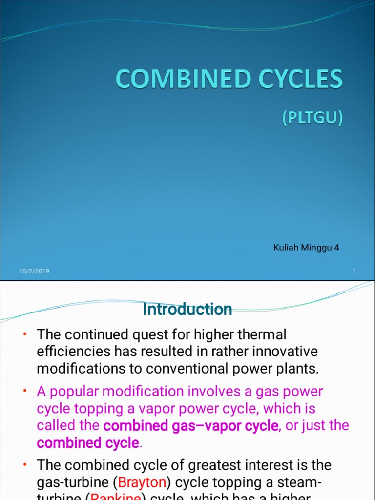 Combined Cycles | PDF | Steam | Thermodynamics