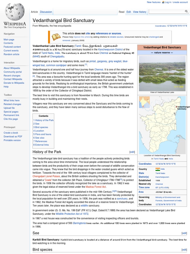 Vedanthangal Bird Sanctuary | PDF | Neognathae | Birds