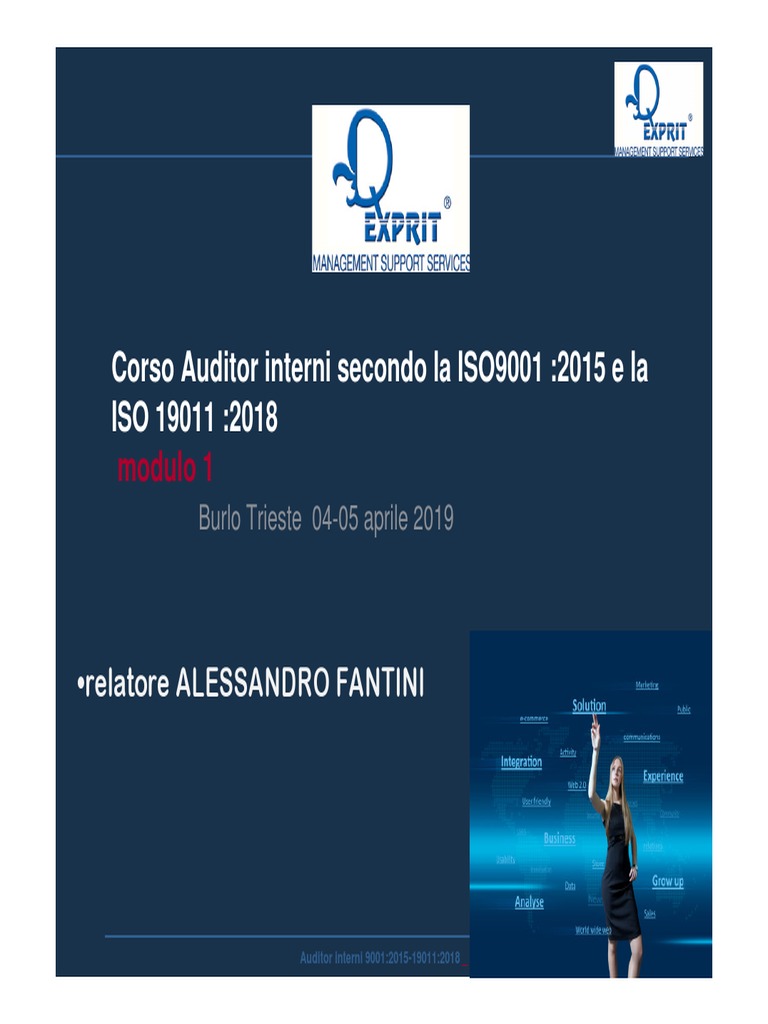 Corso Auditor Interni Secondo La ISO9001 - 2015 e La ISO 19011-2018 - Modulo 1 (ALESSANDRO ...