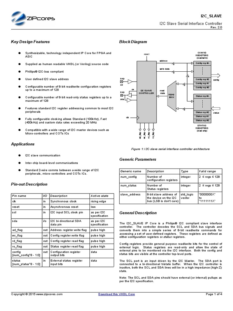 I2c Slave | PDF | Field Programmable Gate Array | Computer Hardware