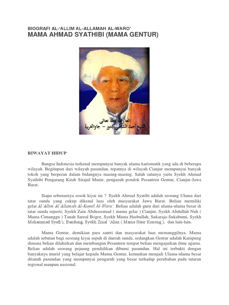 Biografi Mama Ahmad Syathibi (Mama Gentur) | PDF
