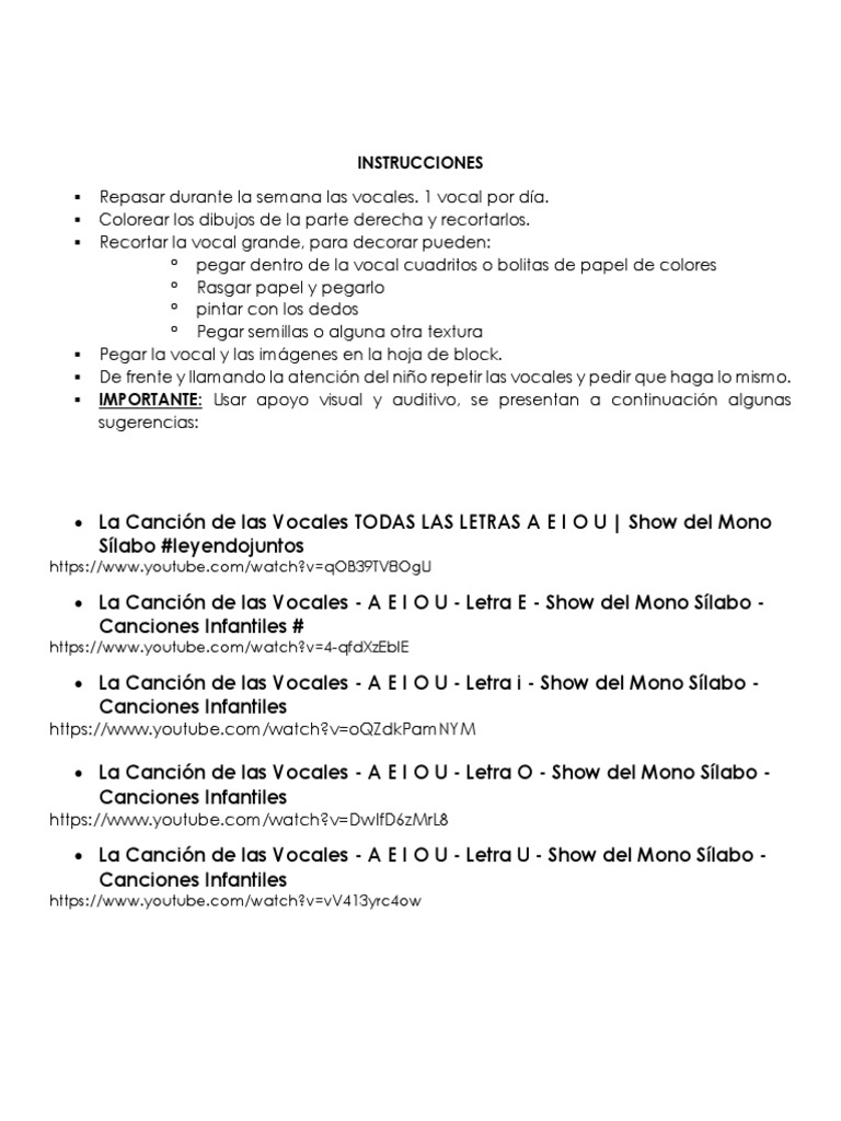 Las Vocales | PDF | Artes del Lenguaje y Comunicación