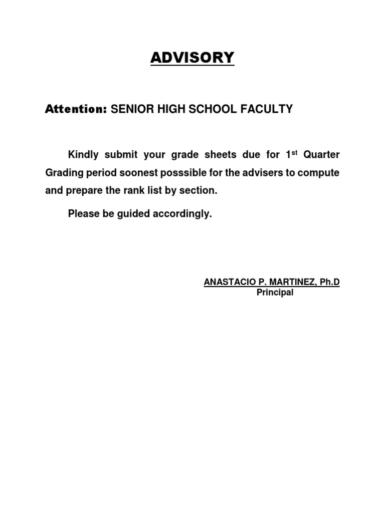 Grade Sheet Submission Reminder | PDF