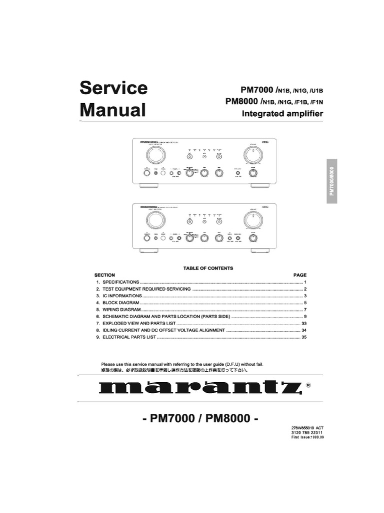 Marantz PM 7000 PM 8000 Service Manual | PDF