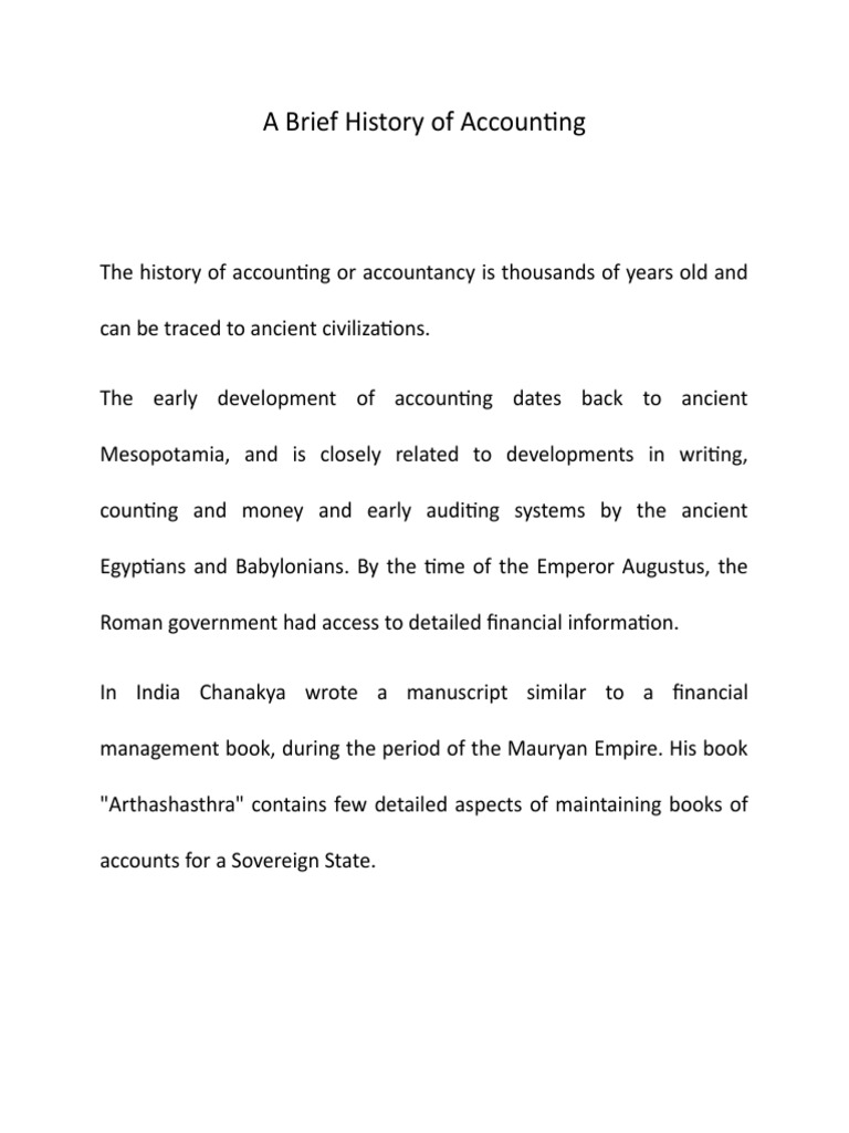 A Comprehensive History of Accounting: From Ancient Record-Keeping to ...