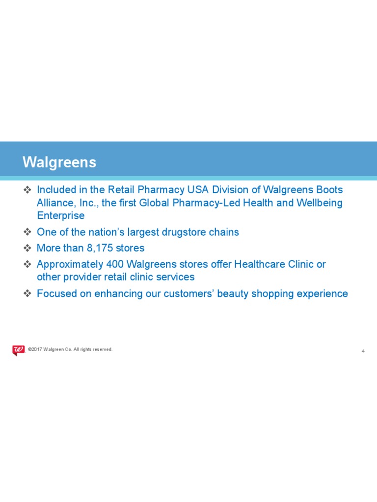 Walgreens: 4 ©2017 Walgreen Co. All Rights Reserved | PDF | Wellness