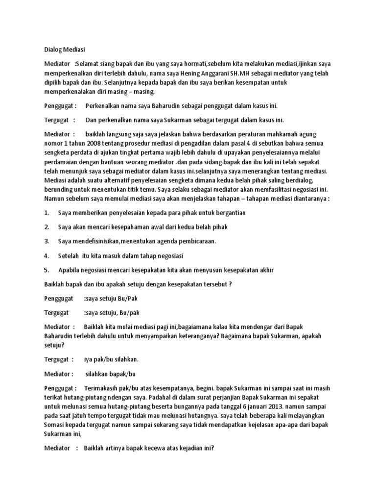 Dialog Mediasi | PDF
