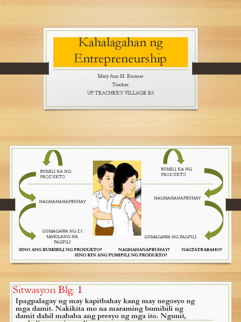 ICT LESSON EPP 4 - Aralin 6 Kahalagahan NG Entrepreneurship - Encinas | PDF