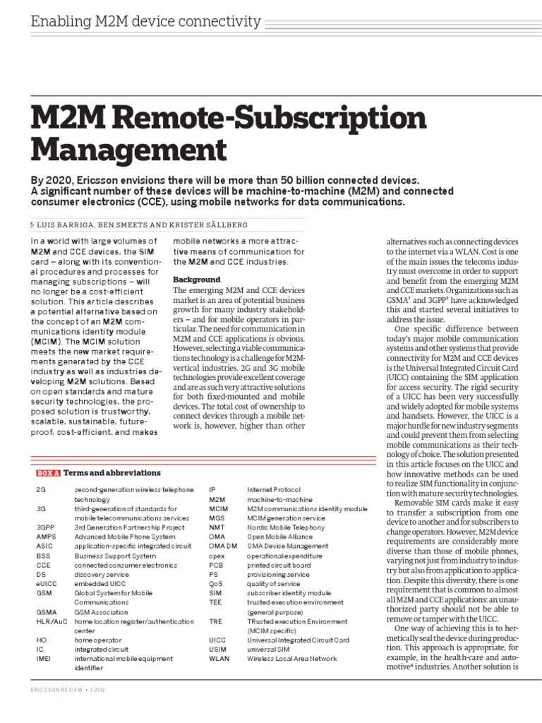 M2M Remote-Subscription Management: Background | PDF | Mobile Phones ...