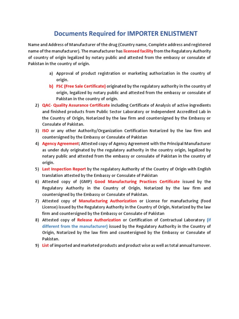 Importer Enlistment Document Requirements | PDF | Notary Public | Government Information
