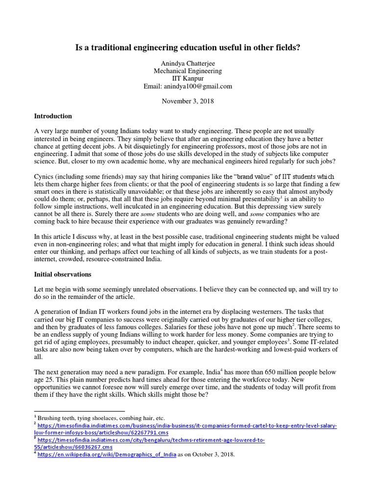 Is A Traditional Engineering Education Useful in Other Fields? | PDF ...