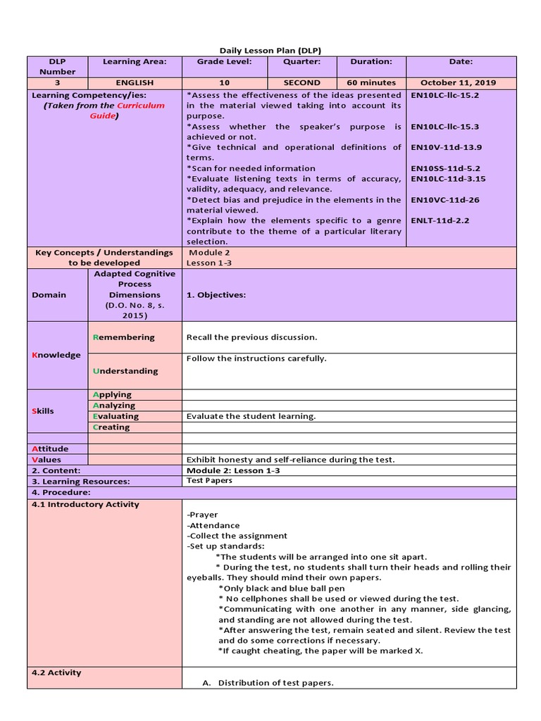 Grade 10 Summative | PDF | Lesson Plan | Neuropsychological Assessment