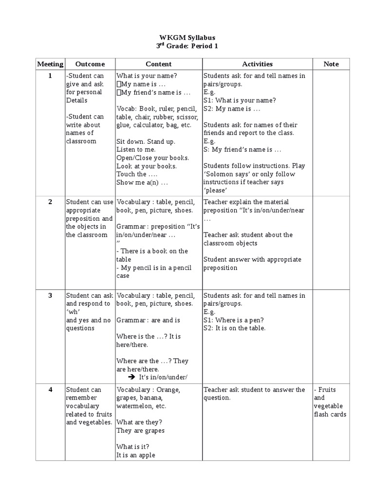 3rd Grade - Period 1 | Download Free PDF | Learning | Linguistics