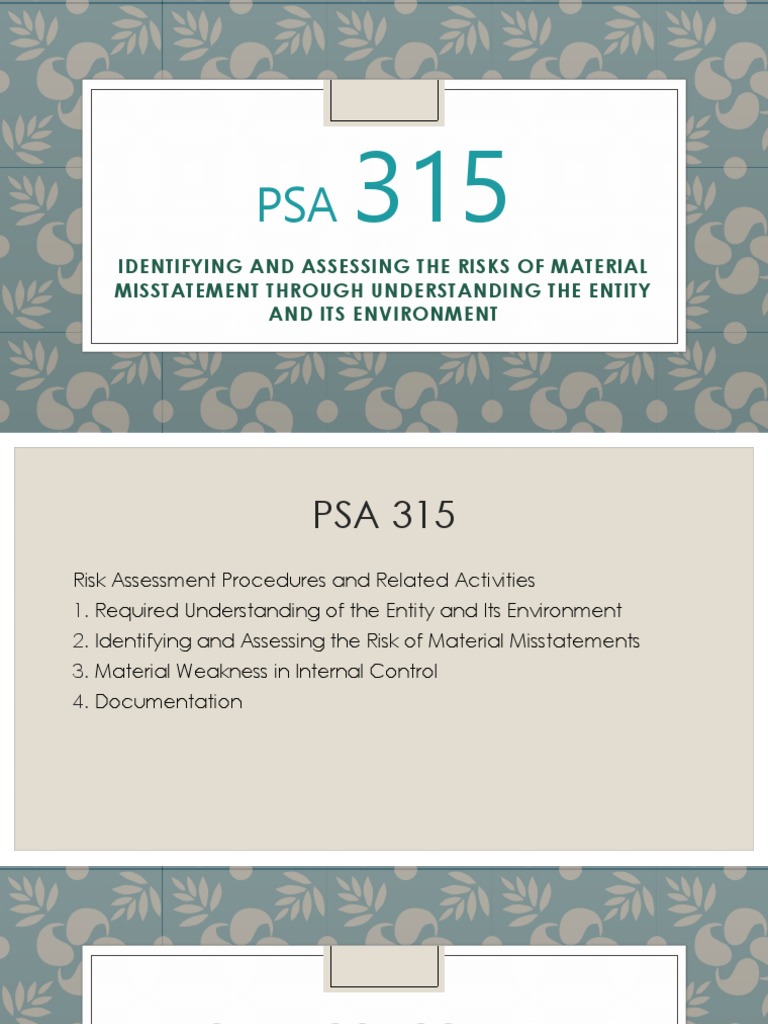 Psa 315 (Part 1) | PDF | Internal Control | Audit