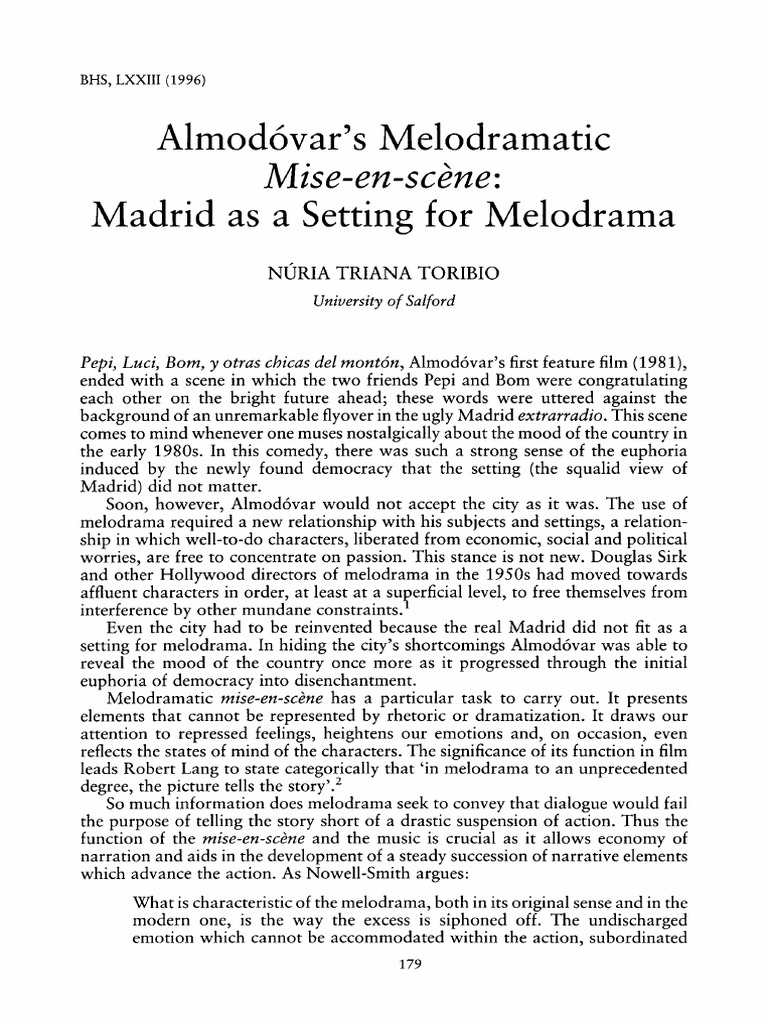 Almodovar's Melodramatic Mise-En-Scene: Madrid As A Setting For ...