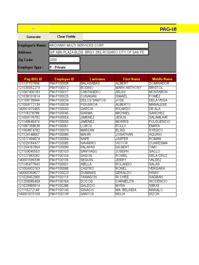 PAG-IBIG File Writer: Generate Clear Fields | PDF