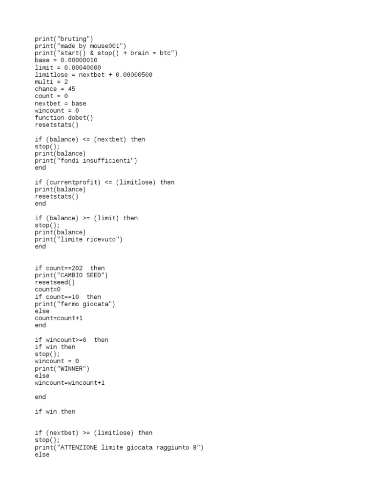 Brute Bitsler Dicebot Script | PDF