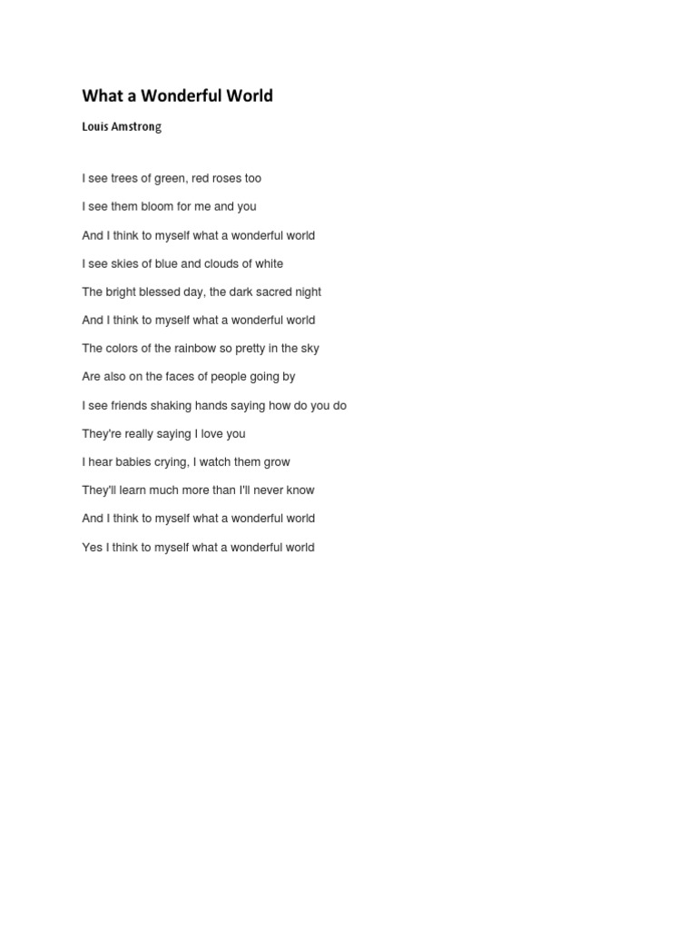 What A Wonderful World Lirik | PDF