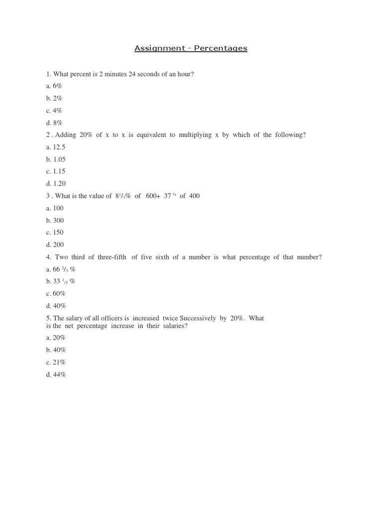 Math Percentage Problems | PDF | Teaching Methods & Materials