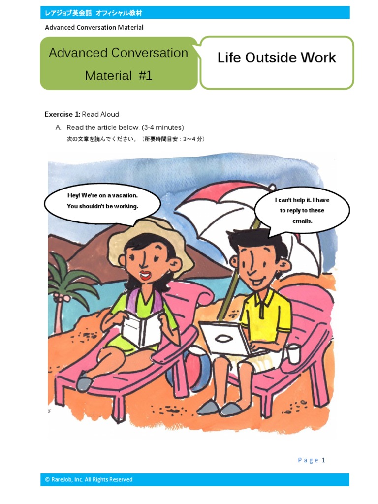 Advanced Conversation Material #1: Life Outside Work | PDF | Work–Life ...