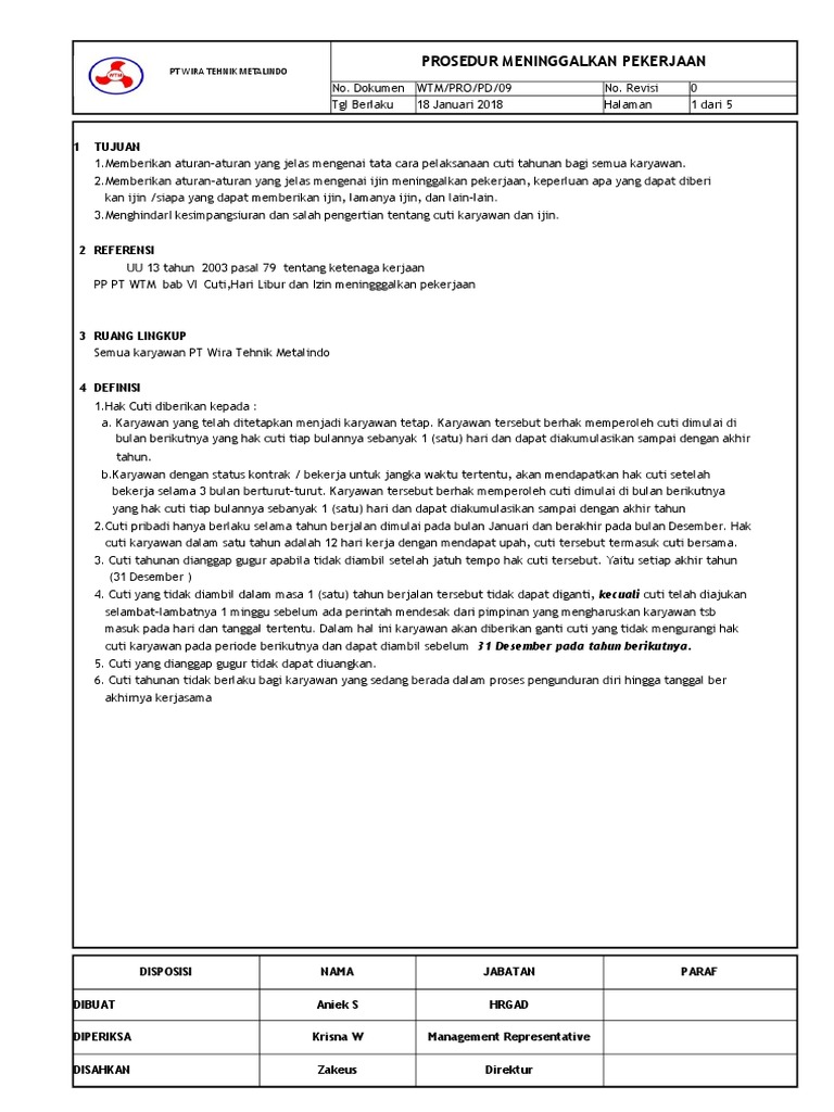 Prosedur Pengajuan Cuti | PDF
