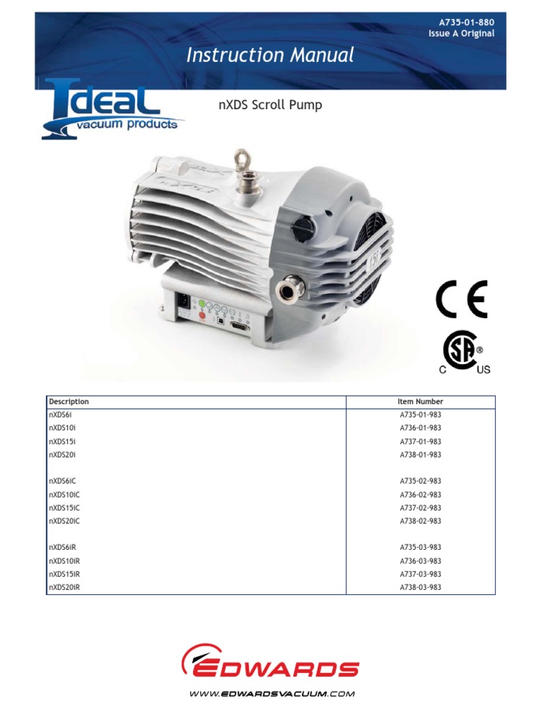 Edwards NXDS ScrollPumpManual | PDF | Pump | Gases