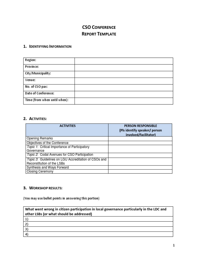 4a. CSO Conference Report Template Rev05202019 | PDF | Public Sphere ...