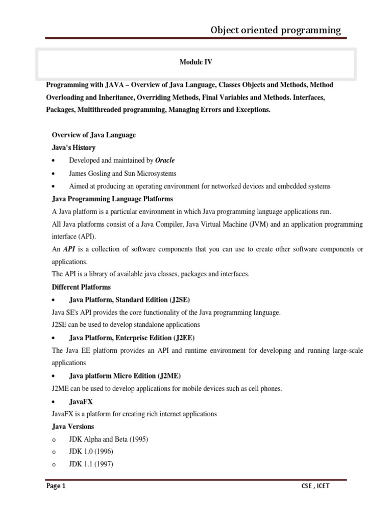 Fourth Module | Download Free PDF | Java (Programming Language) | Inheritance (Object Oriented ...